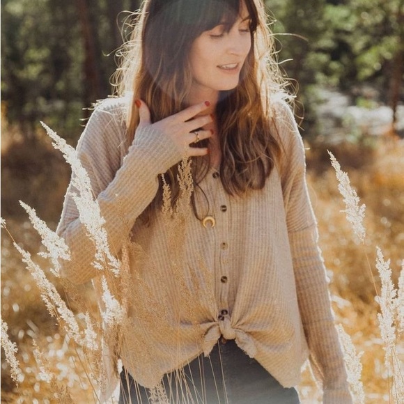 Tops | New Beige Boho Button Down Top | Poshmark